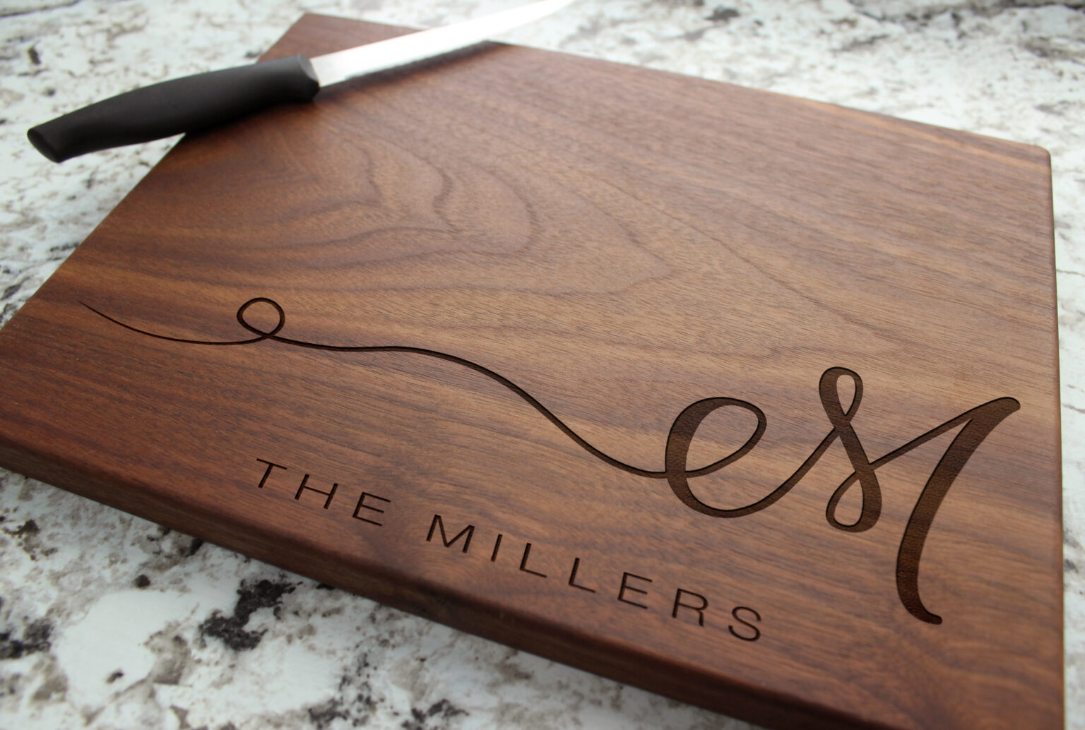 Personalized, Engraved Cutting Board with Minimalist Initial Monogram ...