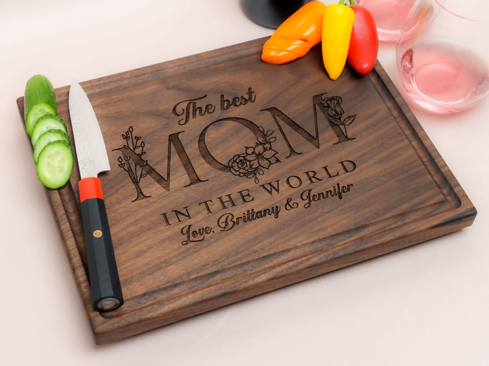 Personalized, Engraved Cutting Board with Best Mom Design for Mother's ...